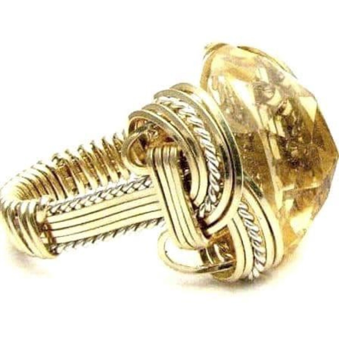 Handmade Wire Wrap Two Tone Sterling Silver/14kt Gold Citrine Gemstone ...