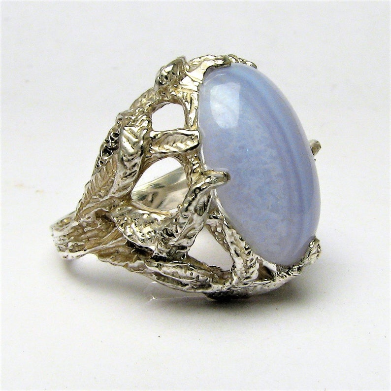 Handmade Sterling Silver Blue Lace Agate Cab Ring - Etsy