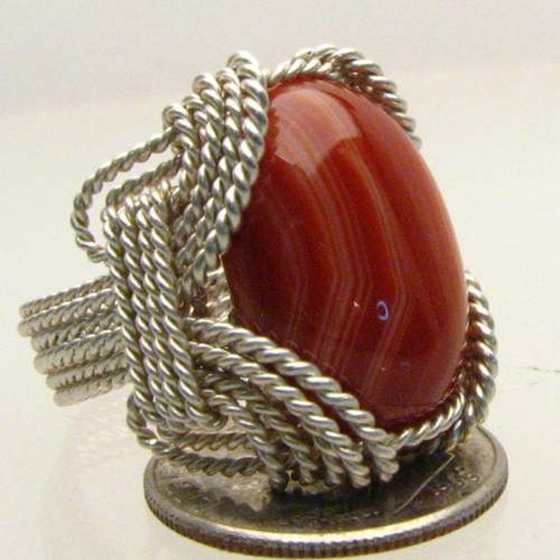 Handmade Solid Sterling Silver Wire Wrap Red Sardonyx Ring - Etsy