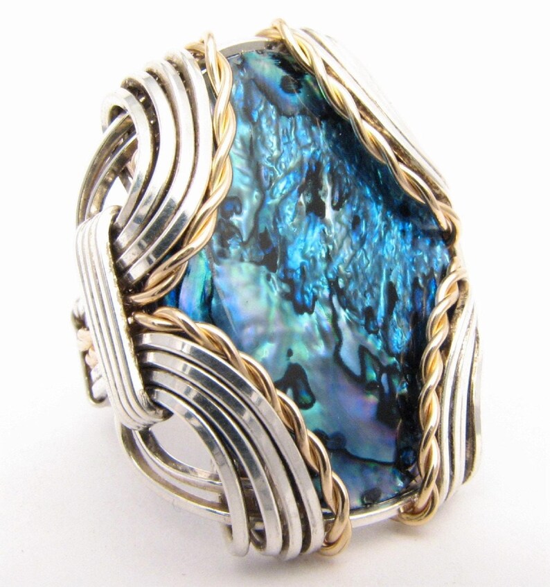 Shell Ring Sterling Silver/ 14k Gold Wire Wrapped Ring , Custom Size - Etsy