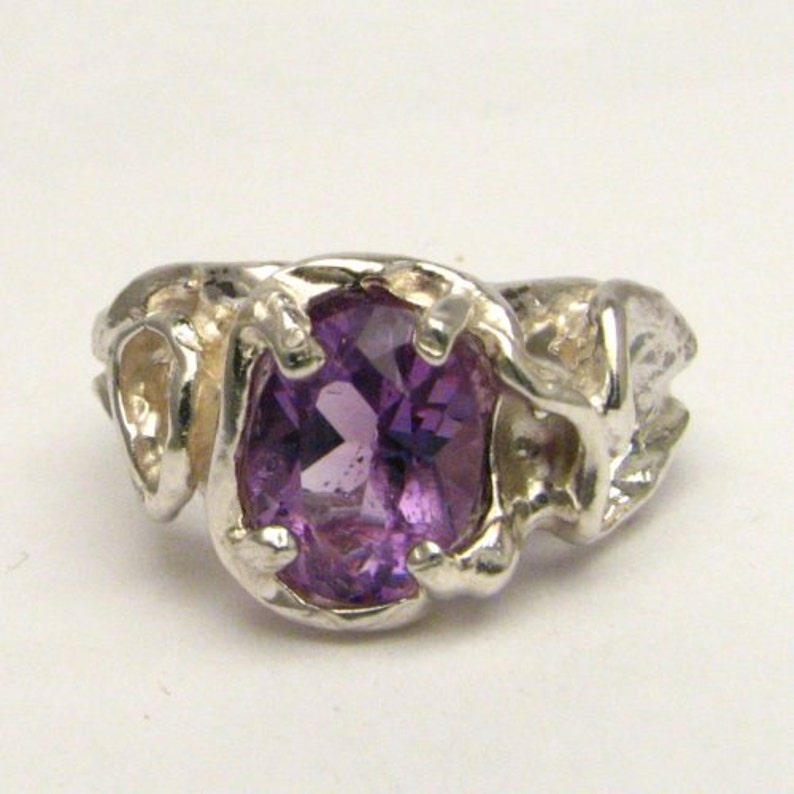 Handmade Sterling Silver Gothic Amethyst Gemstone Ring | Etsy
