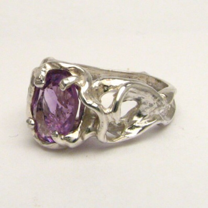 Handmade Sterling Silver Gothic Amethyst Gemstone Ring | Etsy