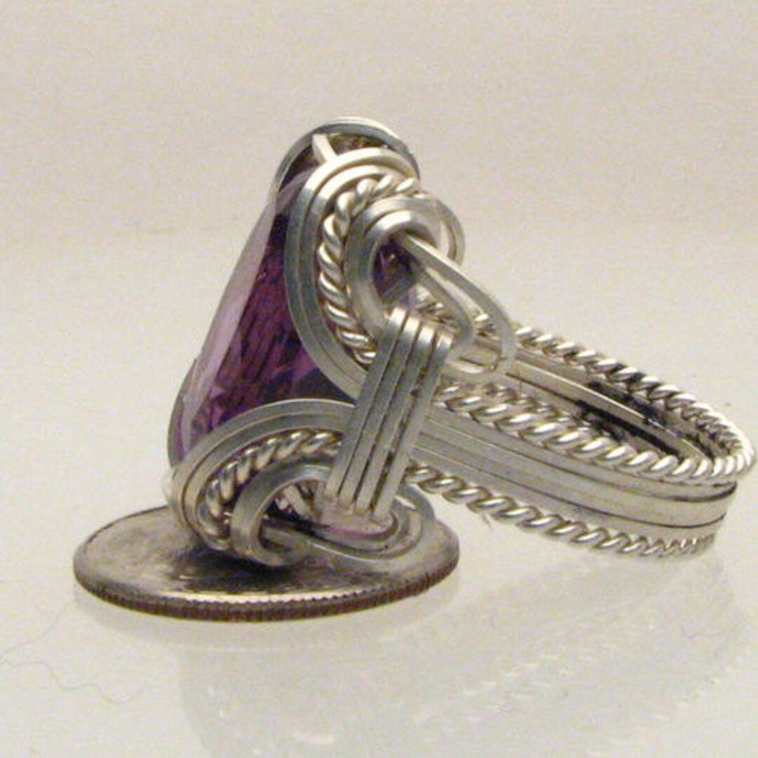 Handmade Solid Sterling Silver Wire Wrap Amethyst Ring Great Gift Idea ...