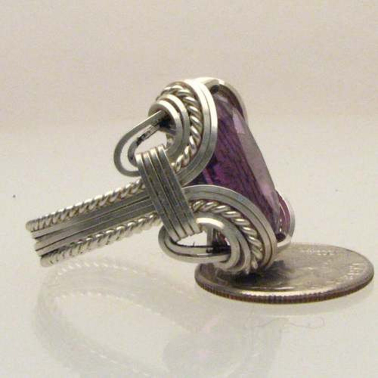 Handmade Solid Sterling Silver Wire Wrap Amethyst Ring - Etsy