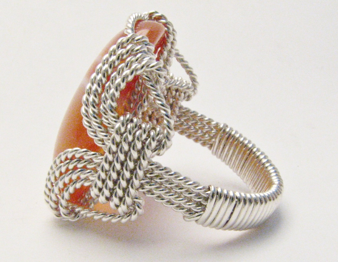 Wire Wrapped Ring / Handmade Ring / Wire Wrap Ring Red / White | Etsy