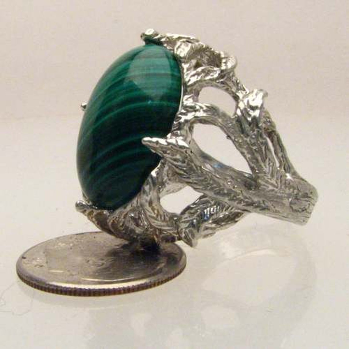 Malachite Cabochon Silver Handmade Ring Solid Sterling Silver | Etsy