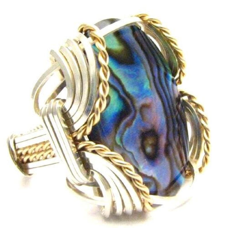 Shell Ring Sterling Silver/ 14k Gold Wire Wrapped Ring , Custom Size - Etsy
