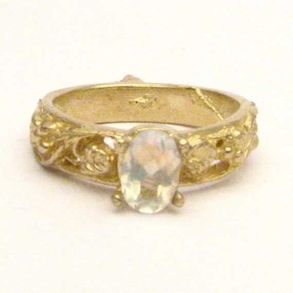 Handmade 14kt Gold Moonstone Filigree Ring | Etsy
