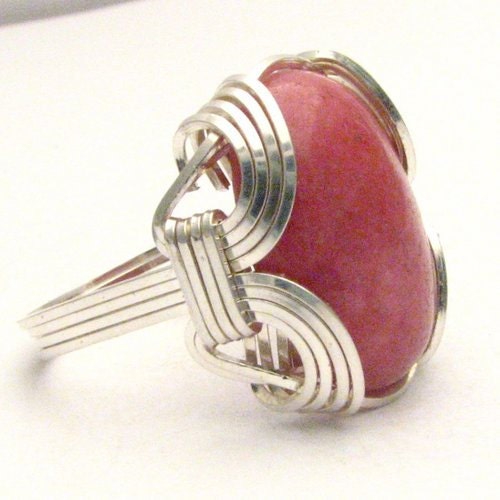 Handmade Sterling Silver Wire Wrap Red Sodalite Ring