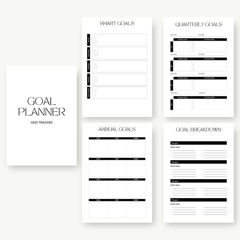 Printable Goal and Habit Tracking Canva Template Goal Tracker Sheets ...