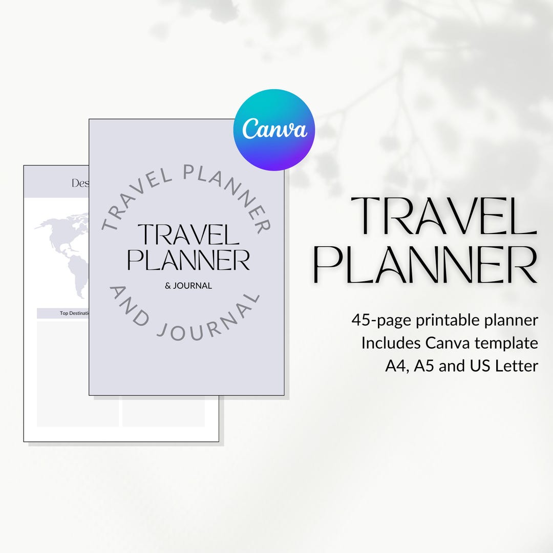 Printable Travel Planner Canva Template Travel Itinerary Organizer ...