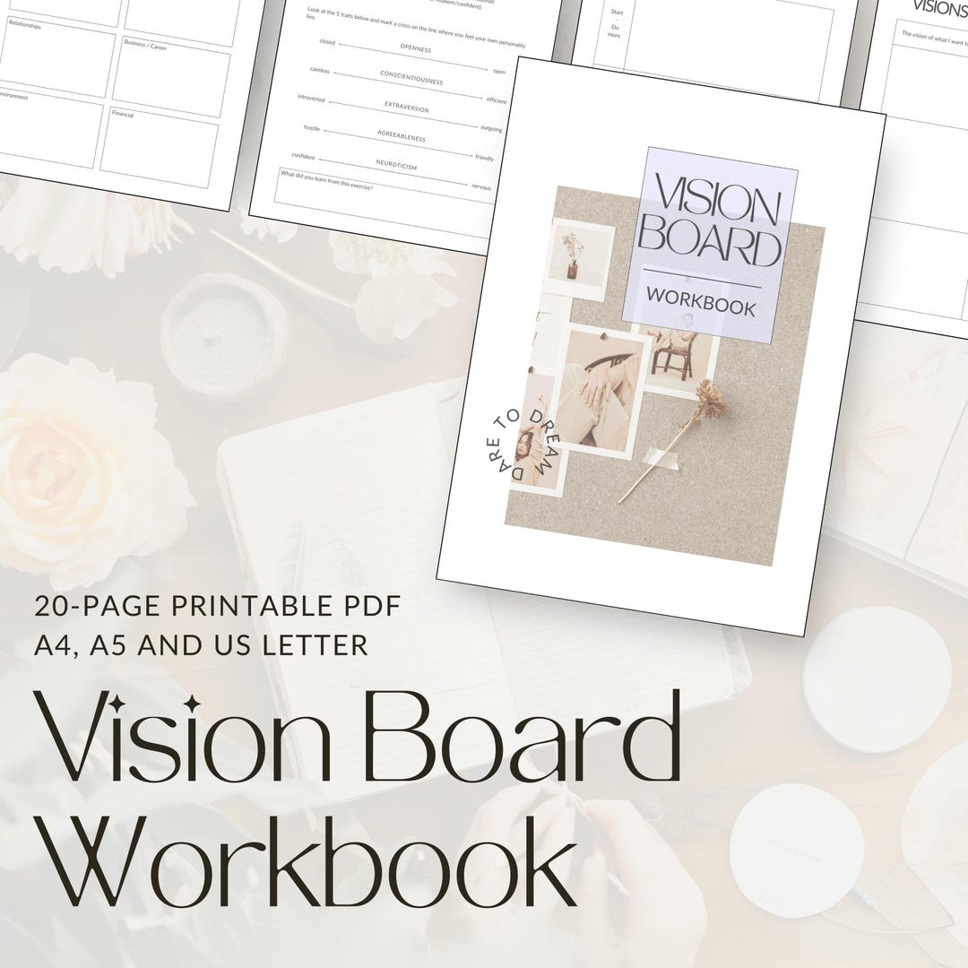 Printable Vision Board Workbook Vision Board Planner Goal Setting ...
