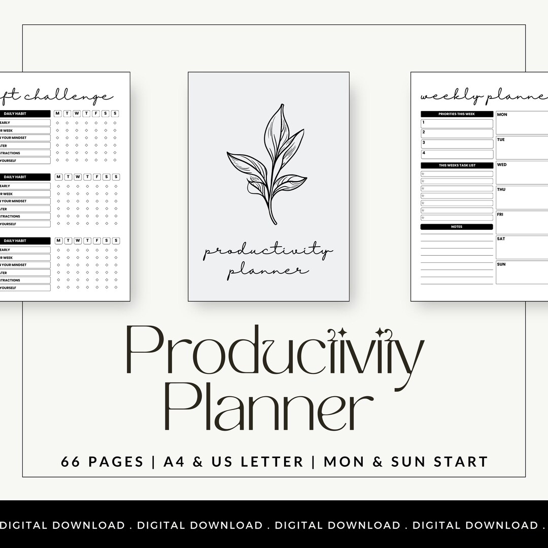 Productivity Planner Printable PDF Daily Productivity SMART Goals ...