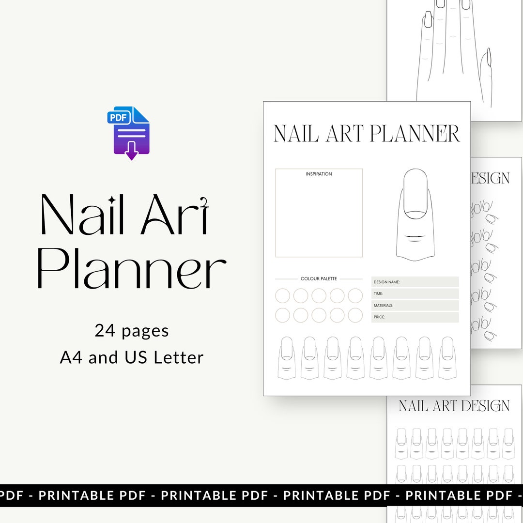 Nail Art Planner Printable Nail Design Log Printable Planner A4 and US ...