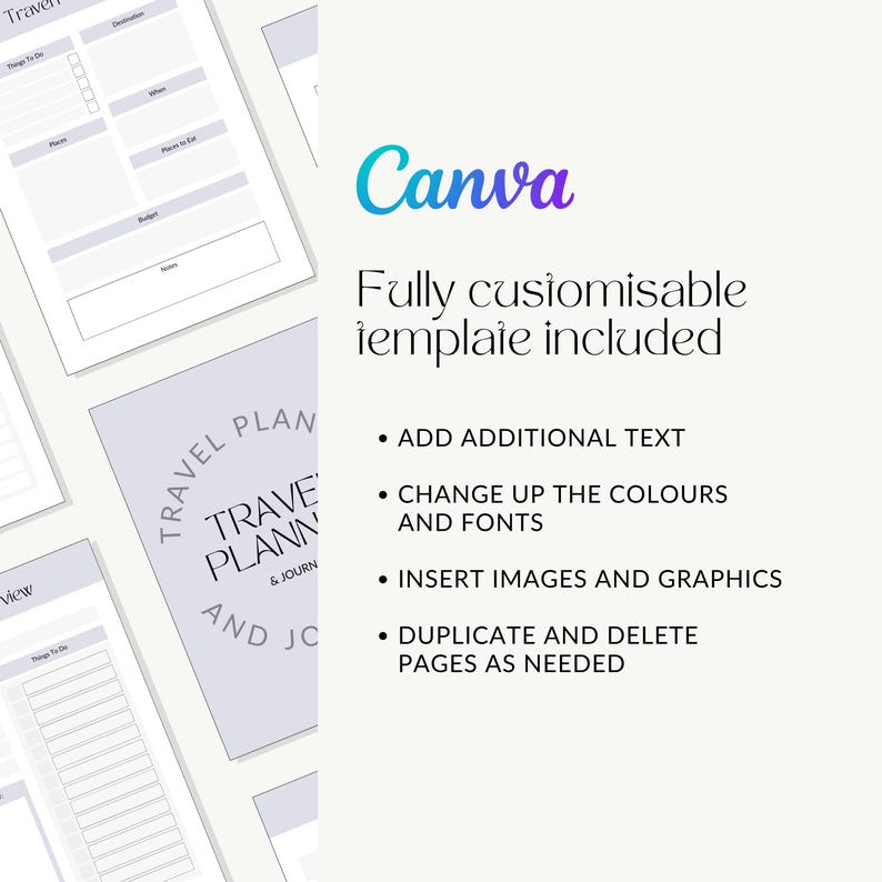 Printable Travel Planner Canva Template Travel Itinerary Organizer Vacation Planning Workbook ...