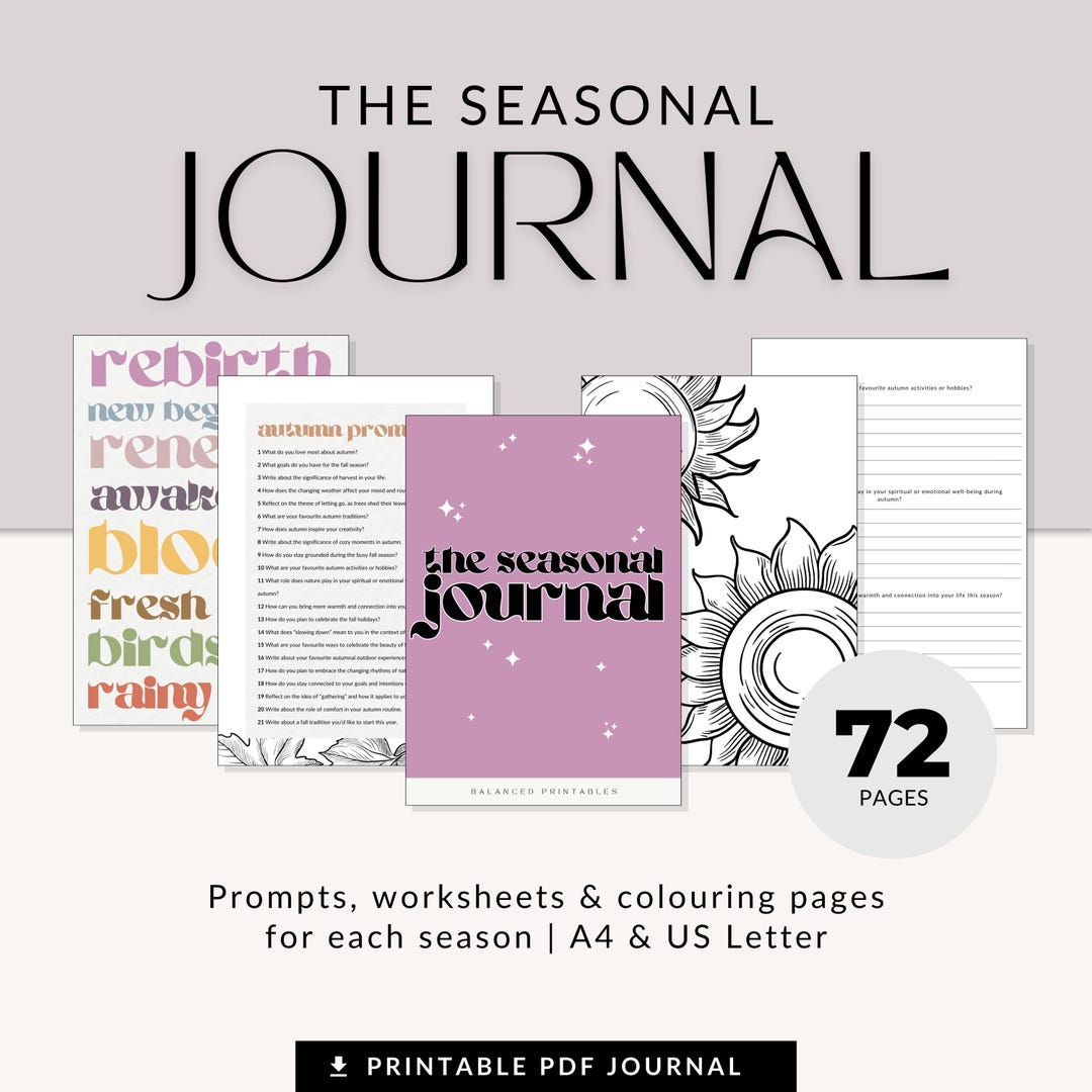 Seasonal Journal Printable PDF Printable Journal Journal Prompts Self ...