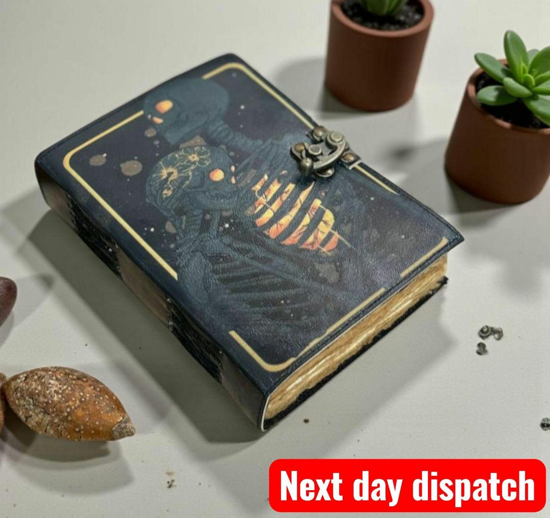 Skull Leather Journal: Embossed Spell Book, Gothic Wiccan Grimoire - Etsy