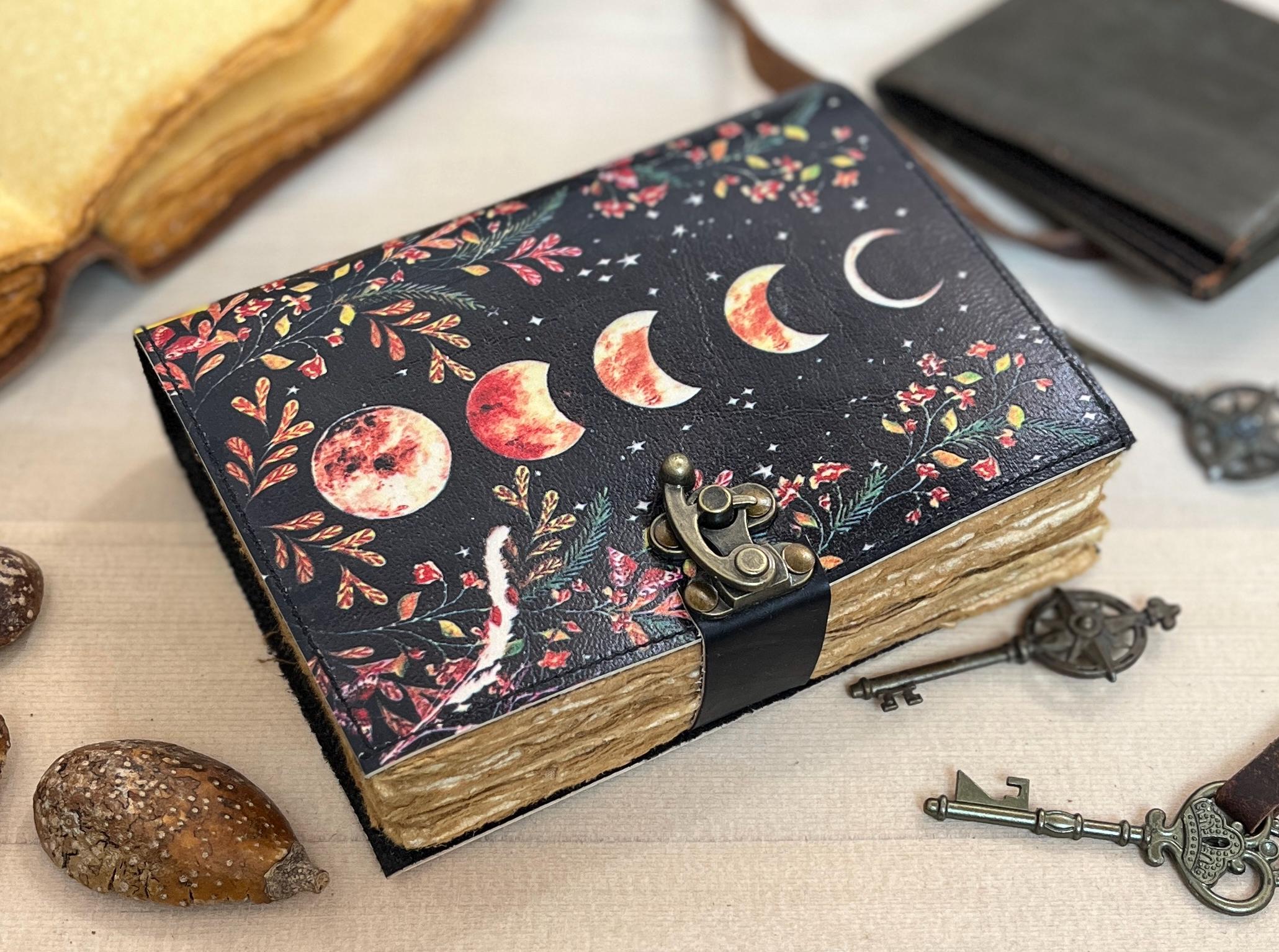 Handcrafted Moon Phase Vintage Leather Journal for Men & Women, Antique ...