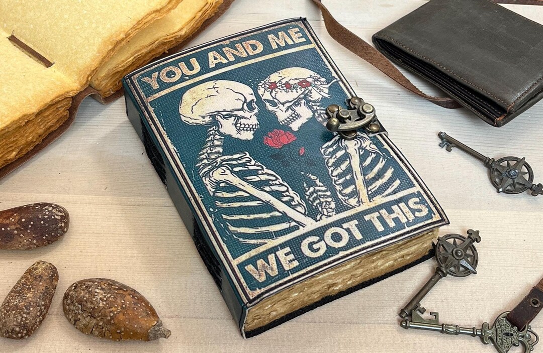 Skull Lover Leather Journal Spiral Gothic Book of Spells Grimoire ...