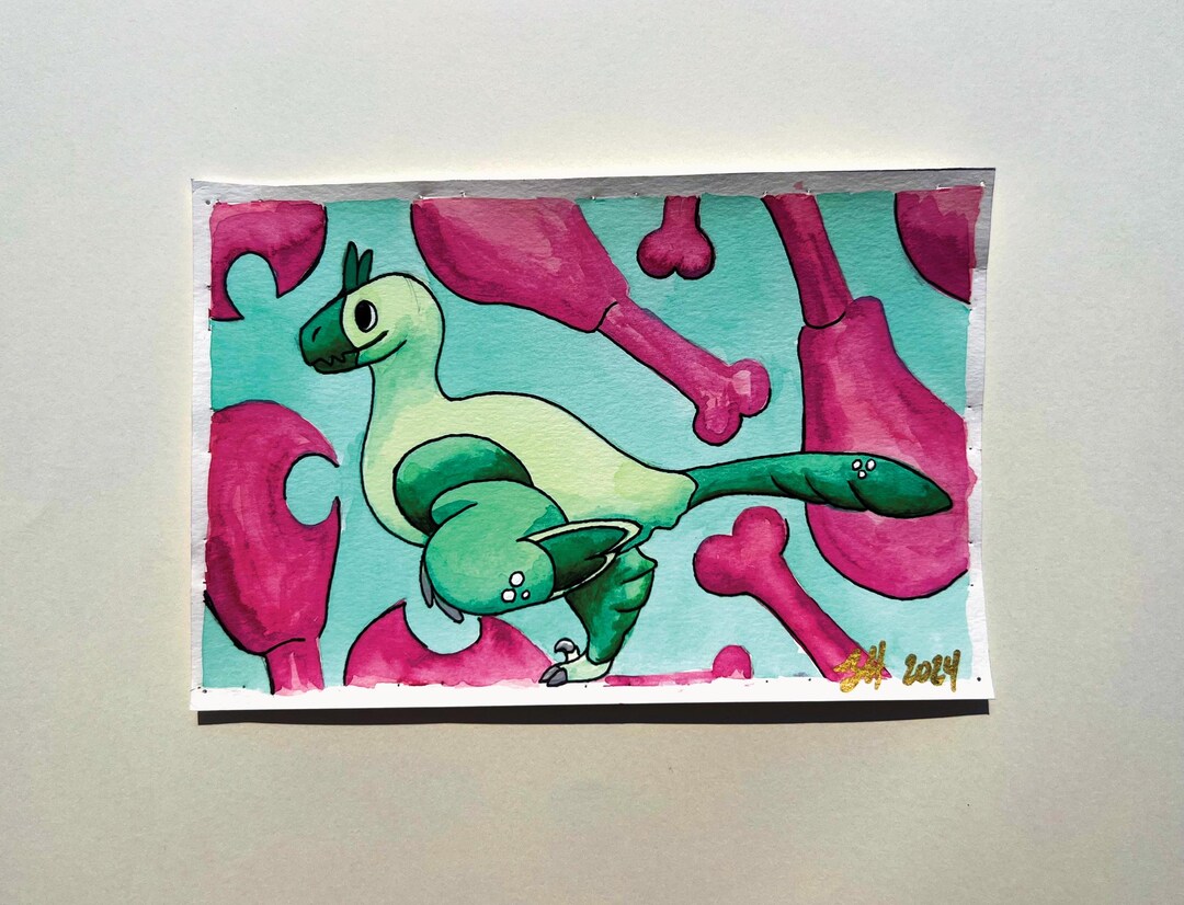 Microraptor Small Cartoon Dinosaur Watercolor Painting, Cute Animals ...