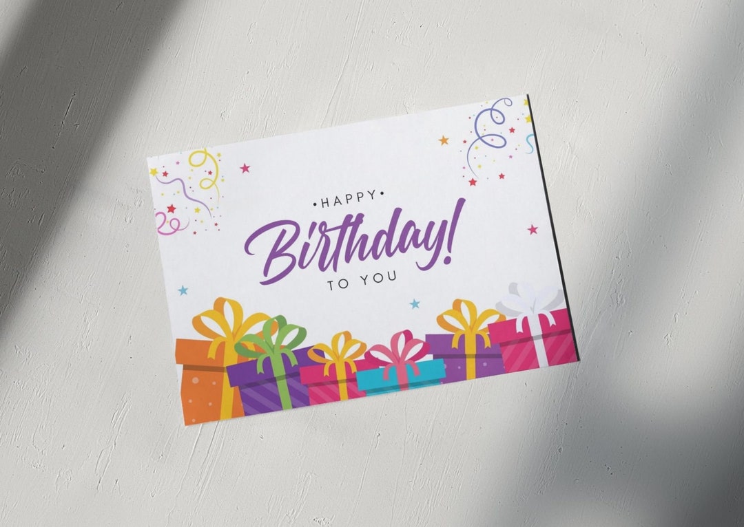 Cute Colorful Happy Birthday Card Printable Adorable Gift for Loved ...