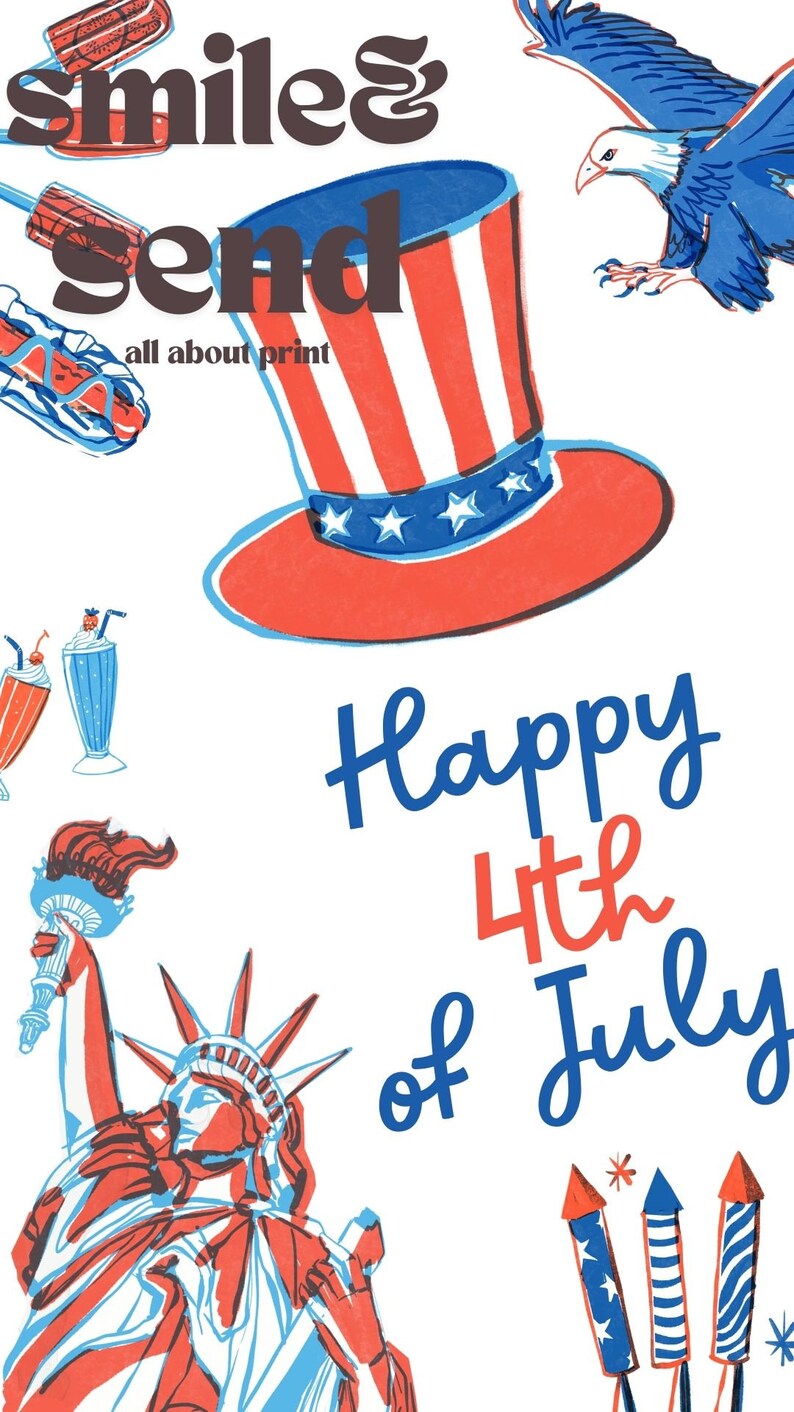 Patriotic 4th of July Printable Card Instant Download Digital Greeting ...