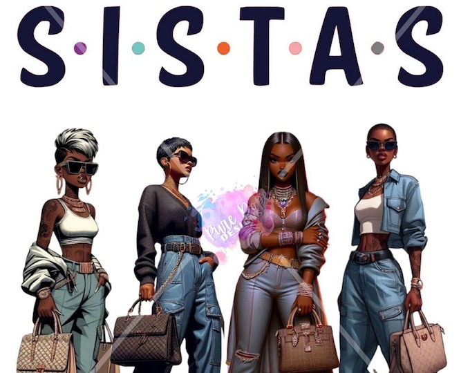 Sistas African American Woman Melanin Skin Afro Queens Girl Group ...