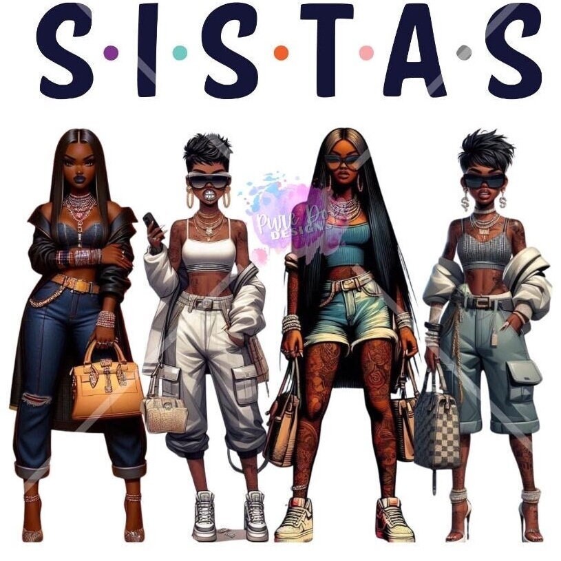 Sistas African American Black Women Melanin Afro Queens Girl Group ...