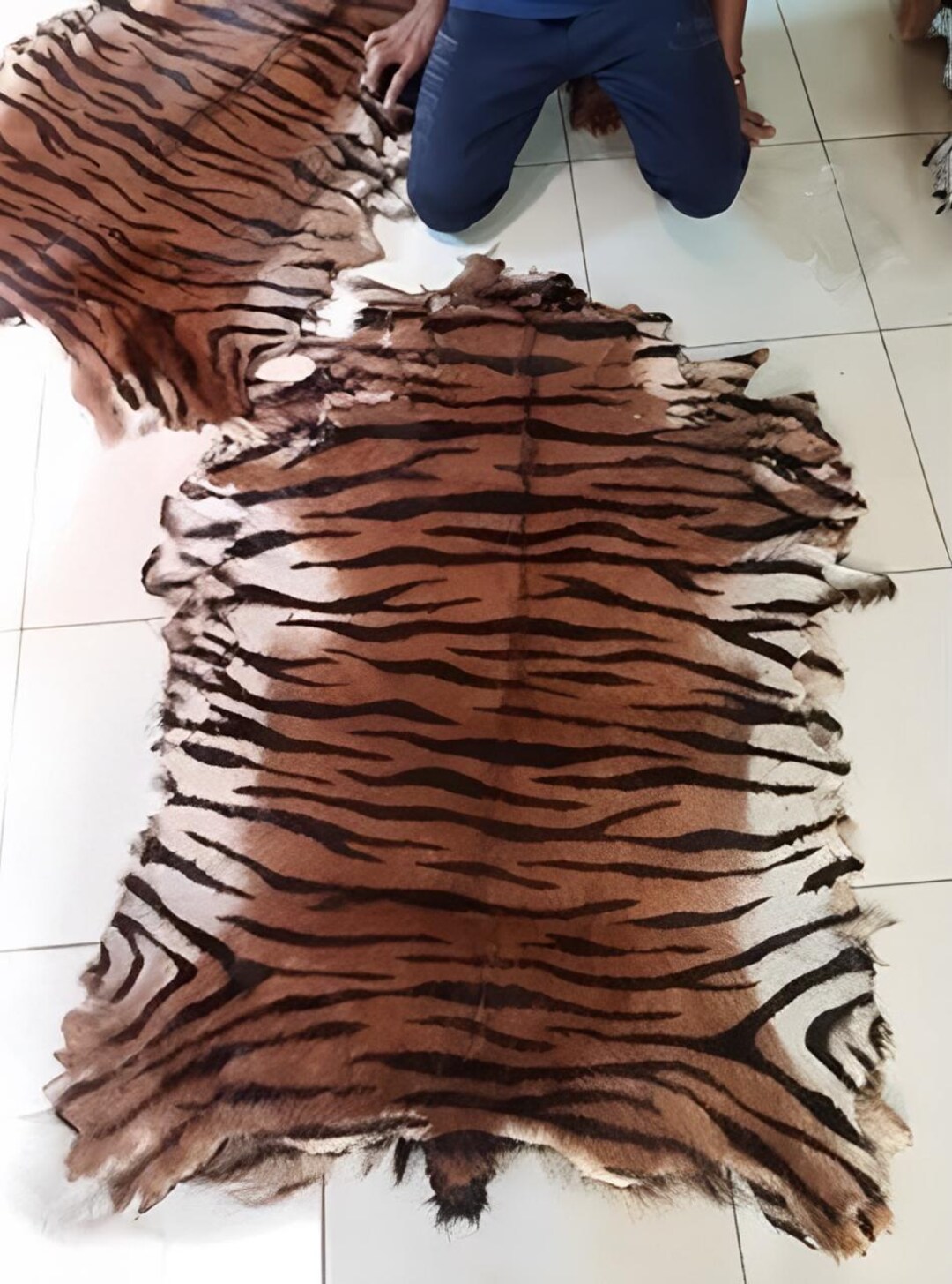Natural Goat Skin Rug With Exotic Animal-inspired Pattern | Genuine ...