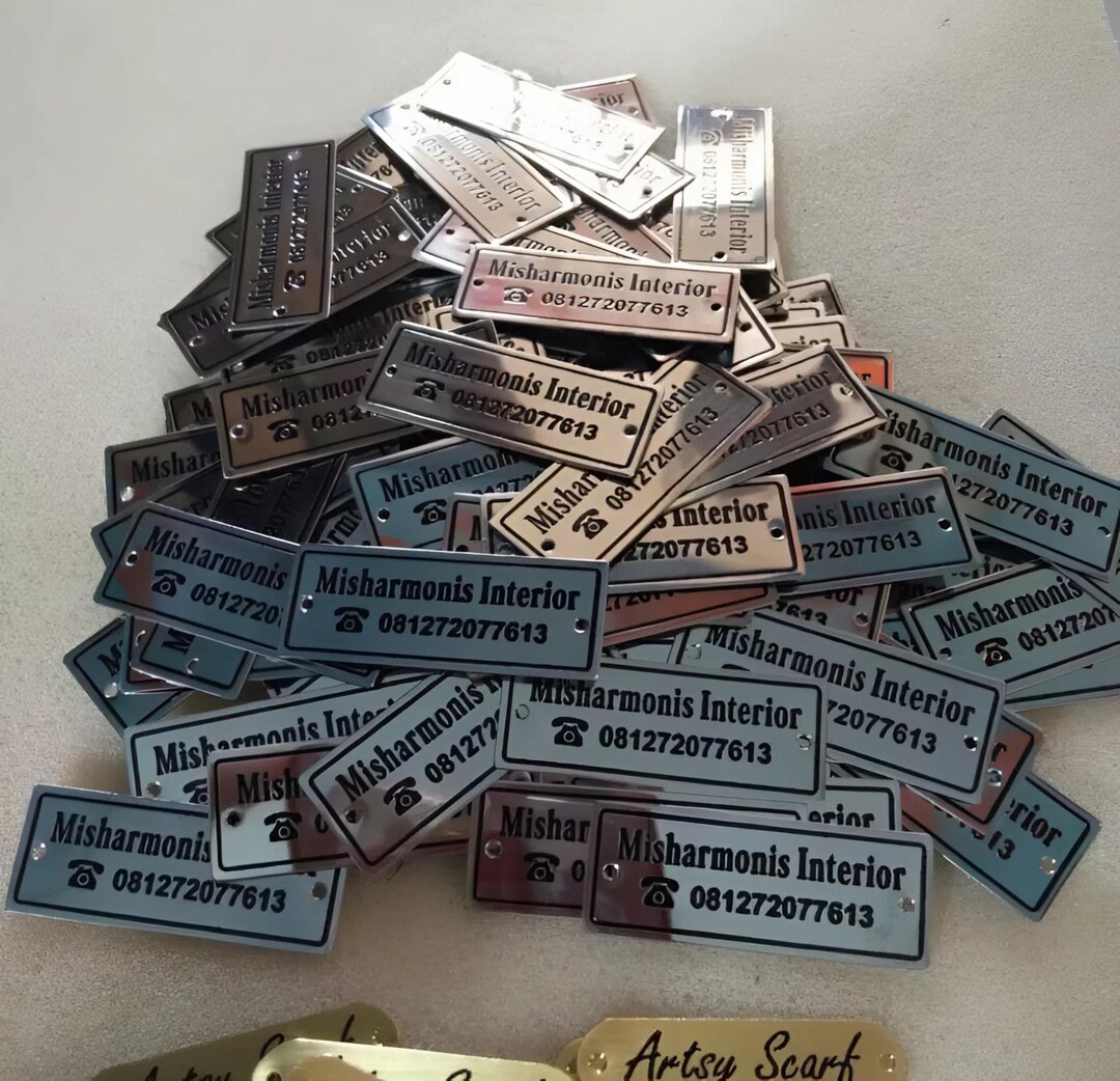 Custom Stainless Steel Logo Tags: Silver Metal Branding Plates, 100pcs ...