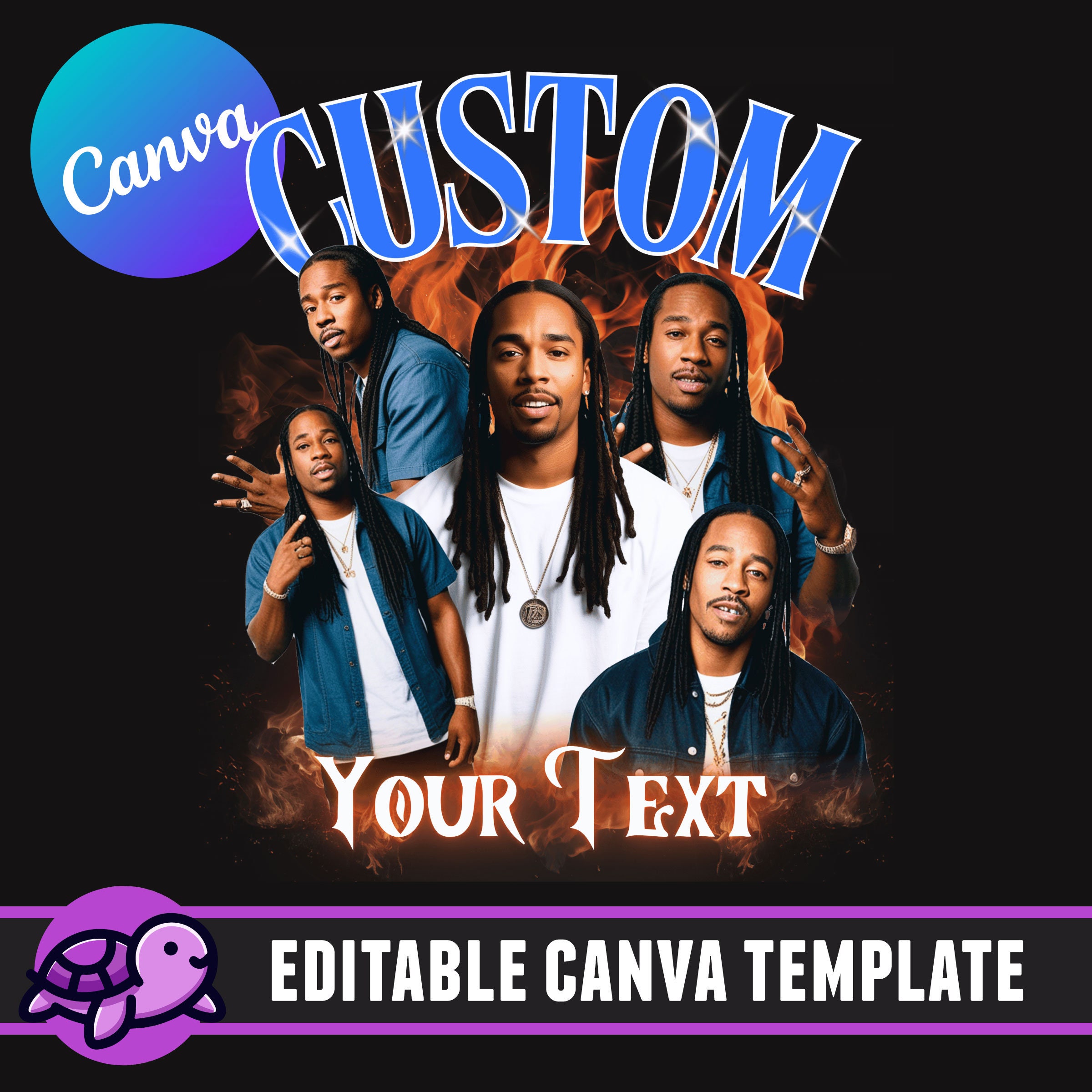 Bootleg Rapper Tee Editable Canva Template, DIY Personalized Shirt ...