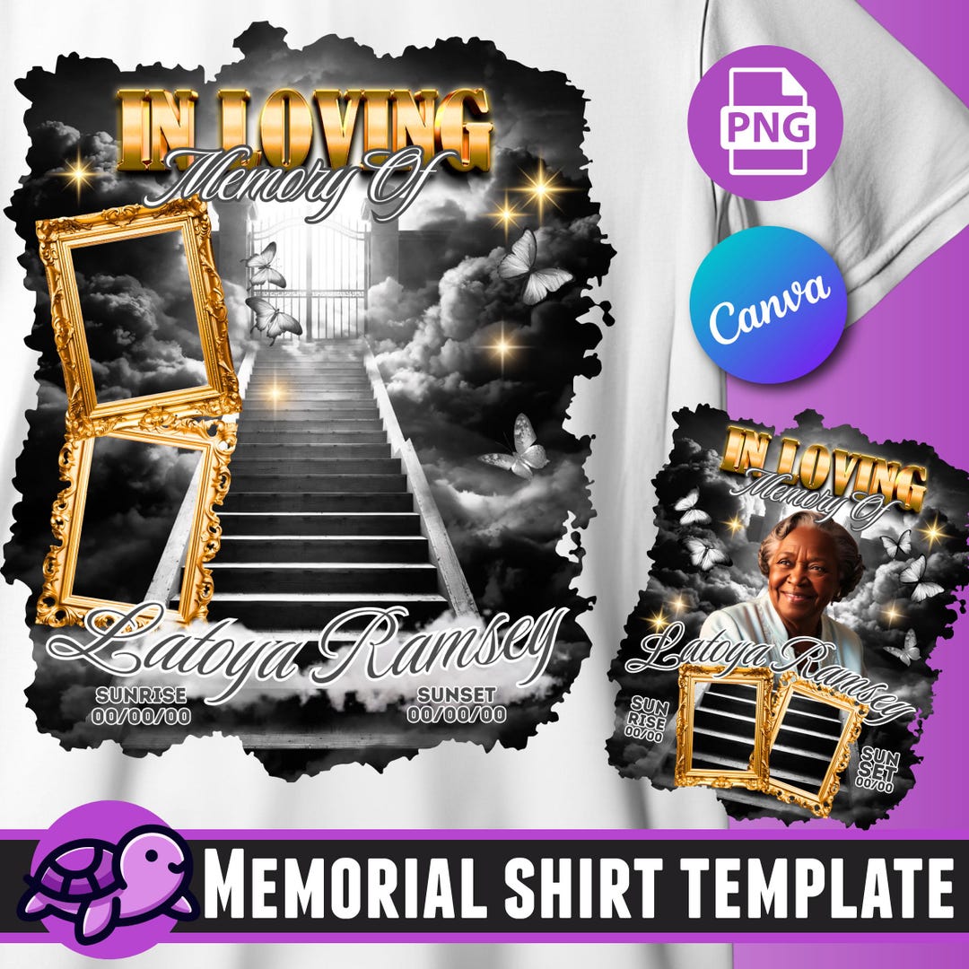 Black&gold in Loving Memory Memorial Shirt Template, Memorial PNG, RIP ...