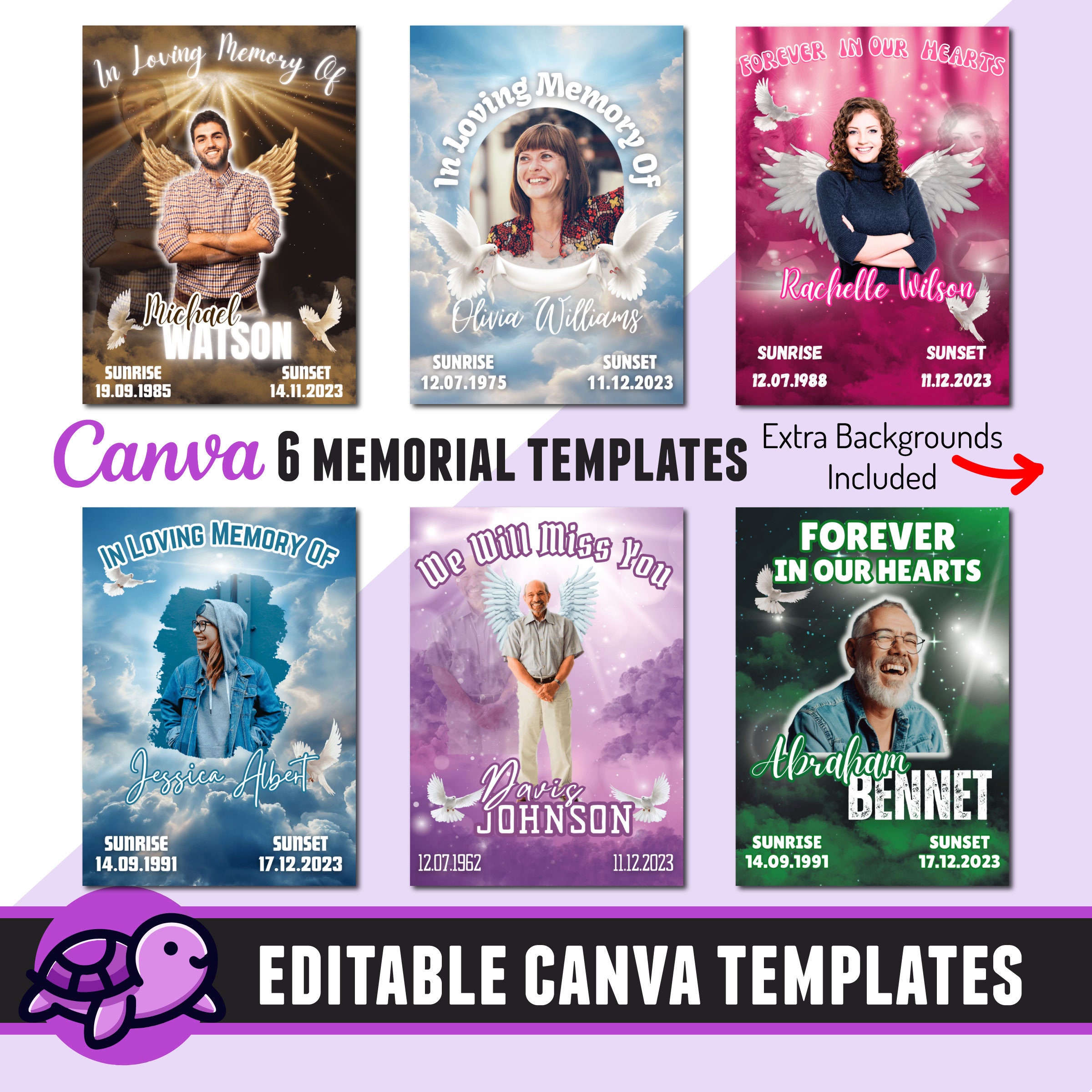 Memorial Design Bundle, Editable Canva Template, in Loving Memory ...