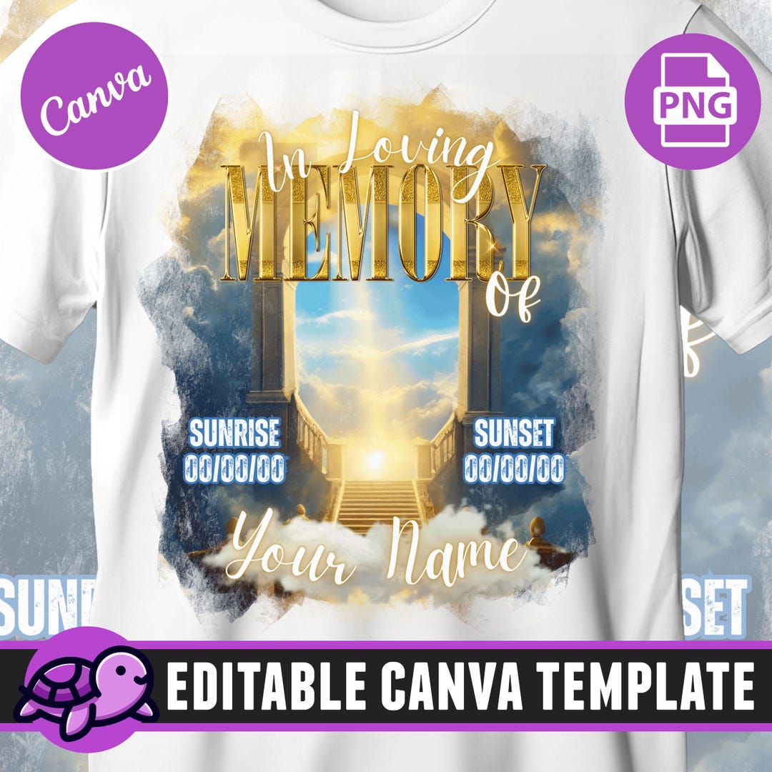 Gold Light Color in Loving Memory Shirt Canva Template, Distressed ...