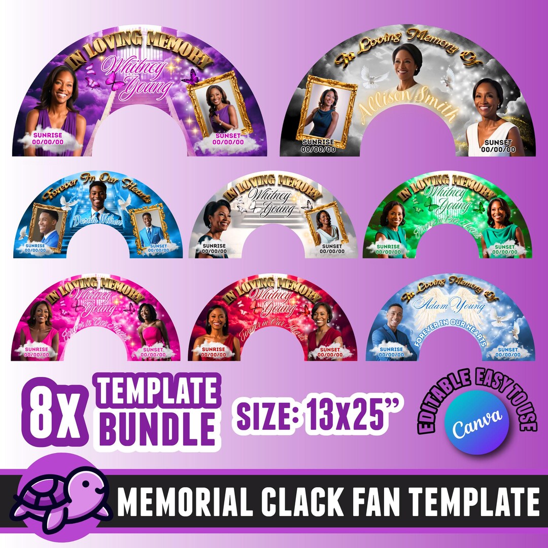 Memorial Clack Fan Templates: Editable Canva Bundle (digital Download ...