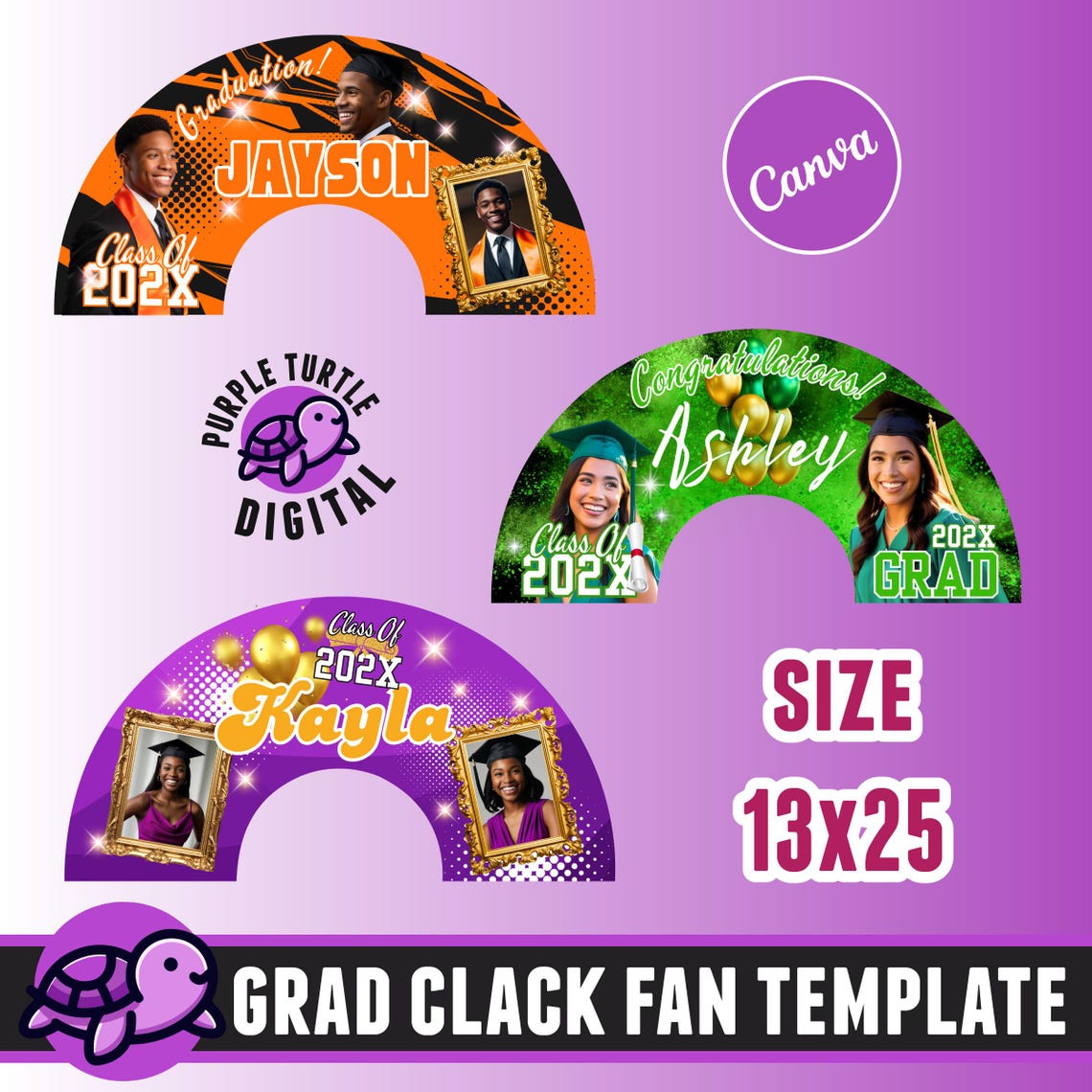 Graduation Clack Fan Templates: Editable Canva Bundle (digital Download ...