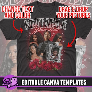12 Bootleg Shirt Editable Canva Templates Bundle, Custom DIY Rap Tee ...
