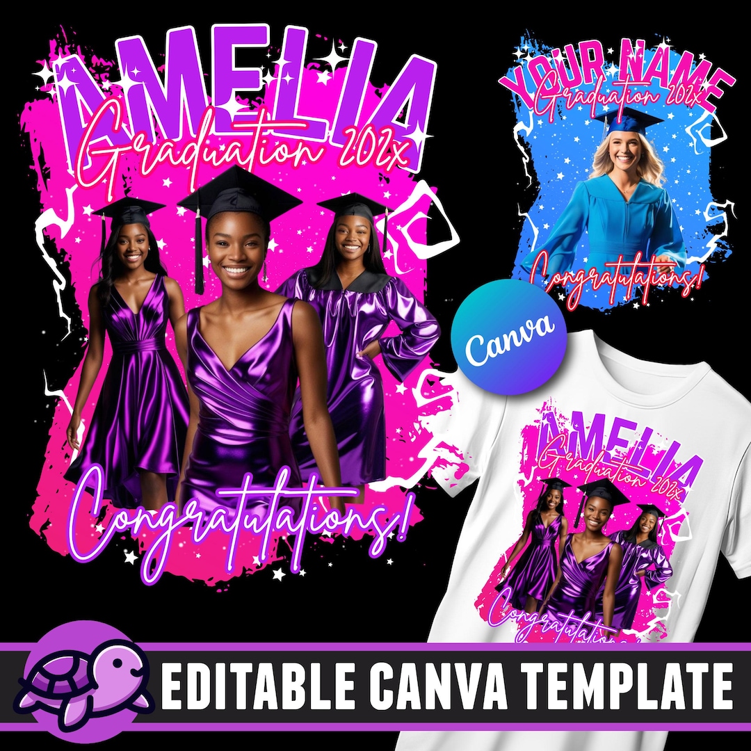 Graduation T-shirt Template, Editable in Canva, Graduation Party Design ...