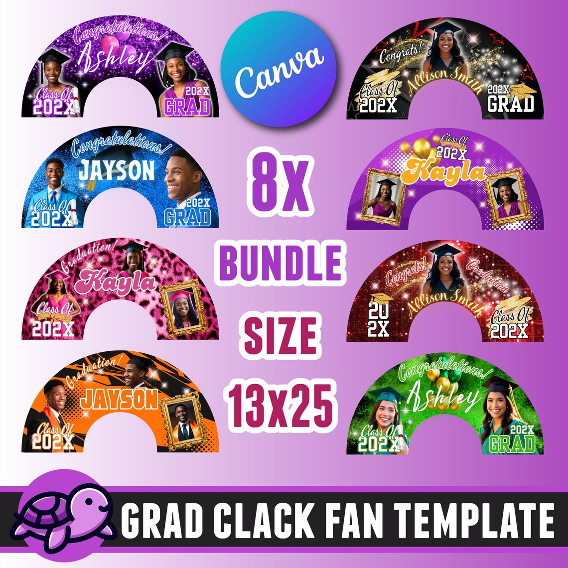 Graduation Clack Fan Templates: Editable Canva Bundle (digital Download ...