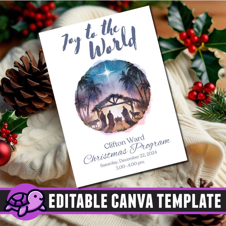 LDS Christmas Program Template , Canva Nativity Party Invitation ...