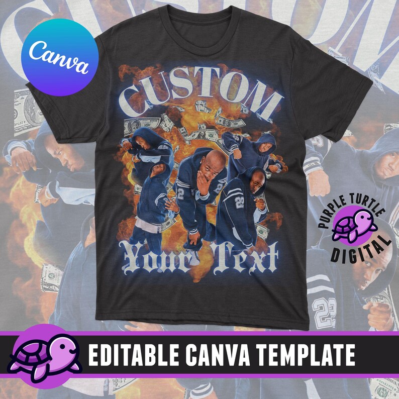 Rapper Bootleg Tee Editable Canva Template, Rapper Tee Design, Face ...
