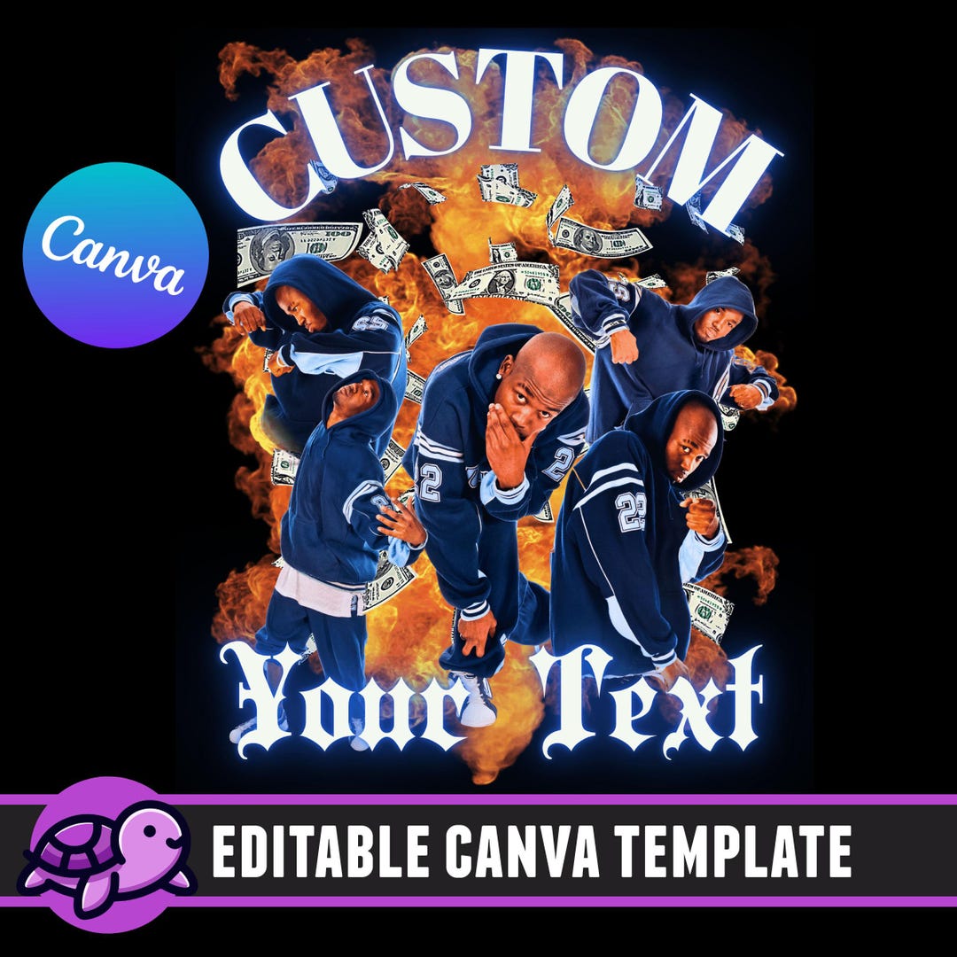 Rapper Bootleg Tee Editable Canva Template, Rapper Tee Design, Face ...