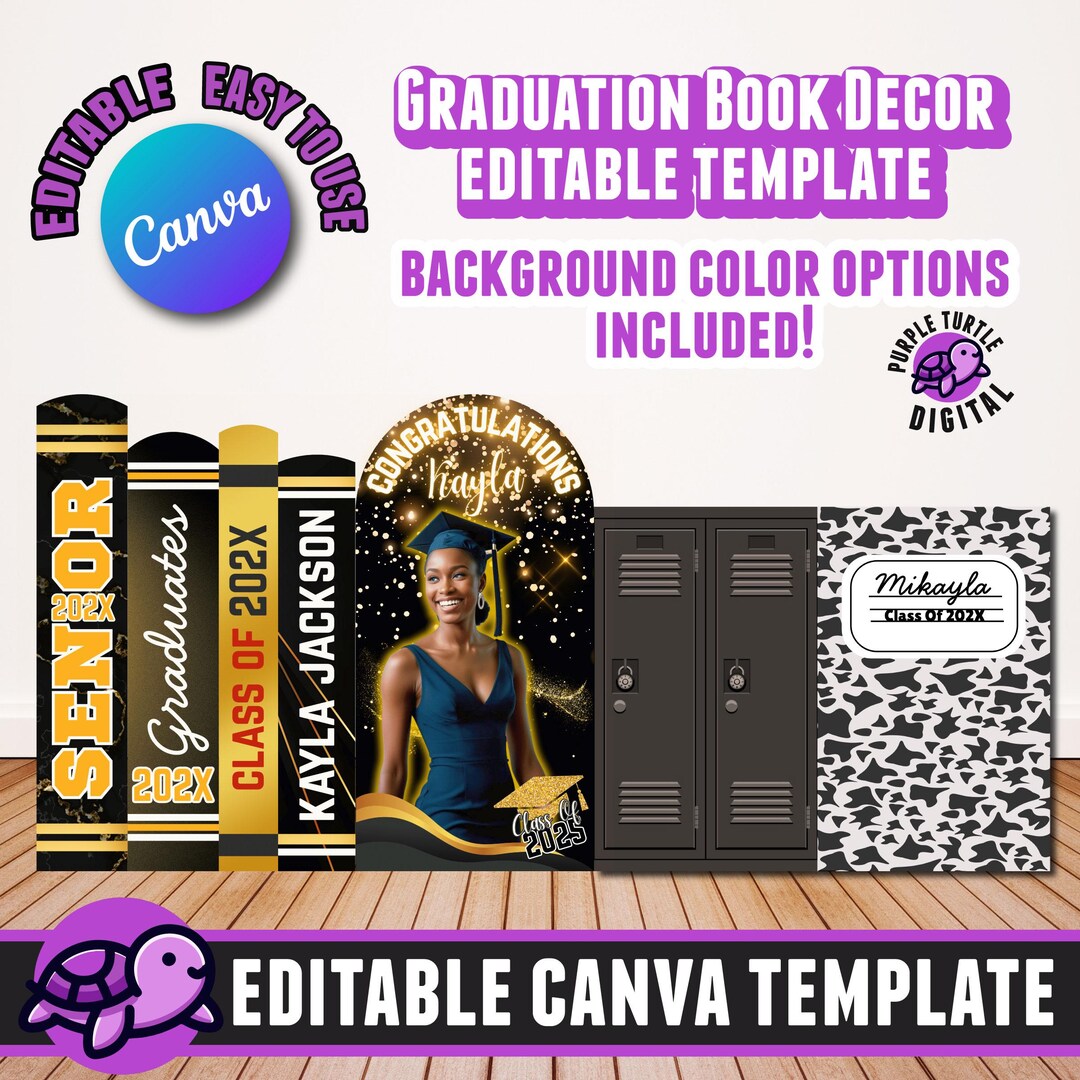 Graduation Book Decor Template Editable Canva, Grad Party Homecoming ...