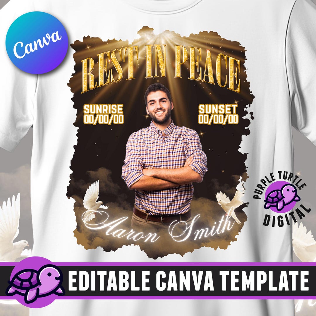 RIP Memorial T Shirt Editable Canva Template, in Loving Memory, 8 ...
