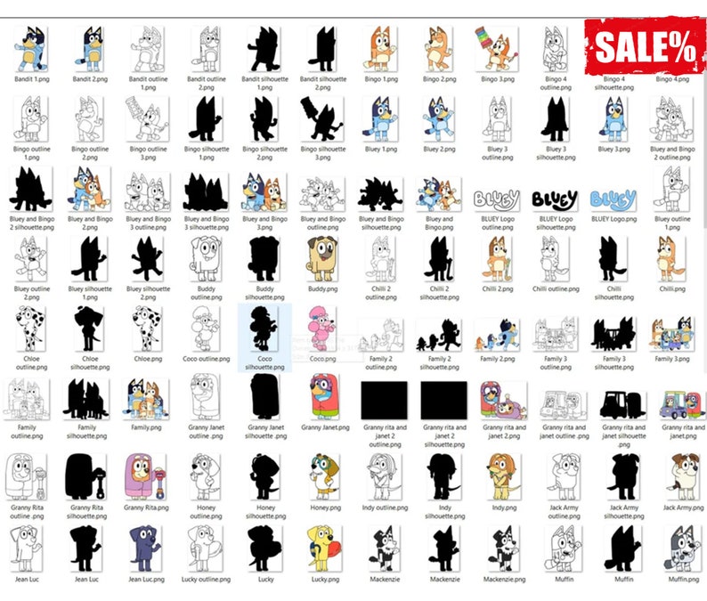 750 Mega Bluey Bundle, Bluey Cut Files for Cricut, Bluey Clipart, Bluey ...