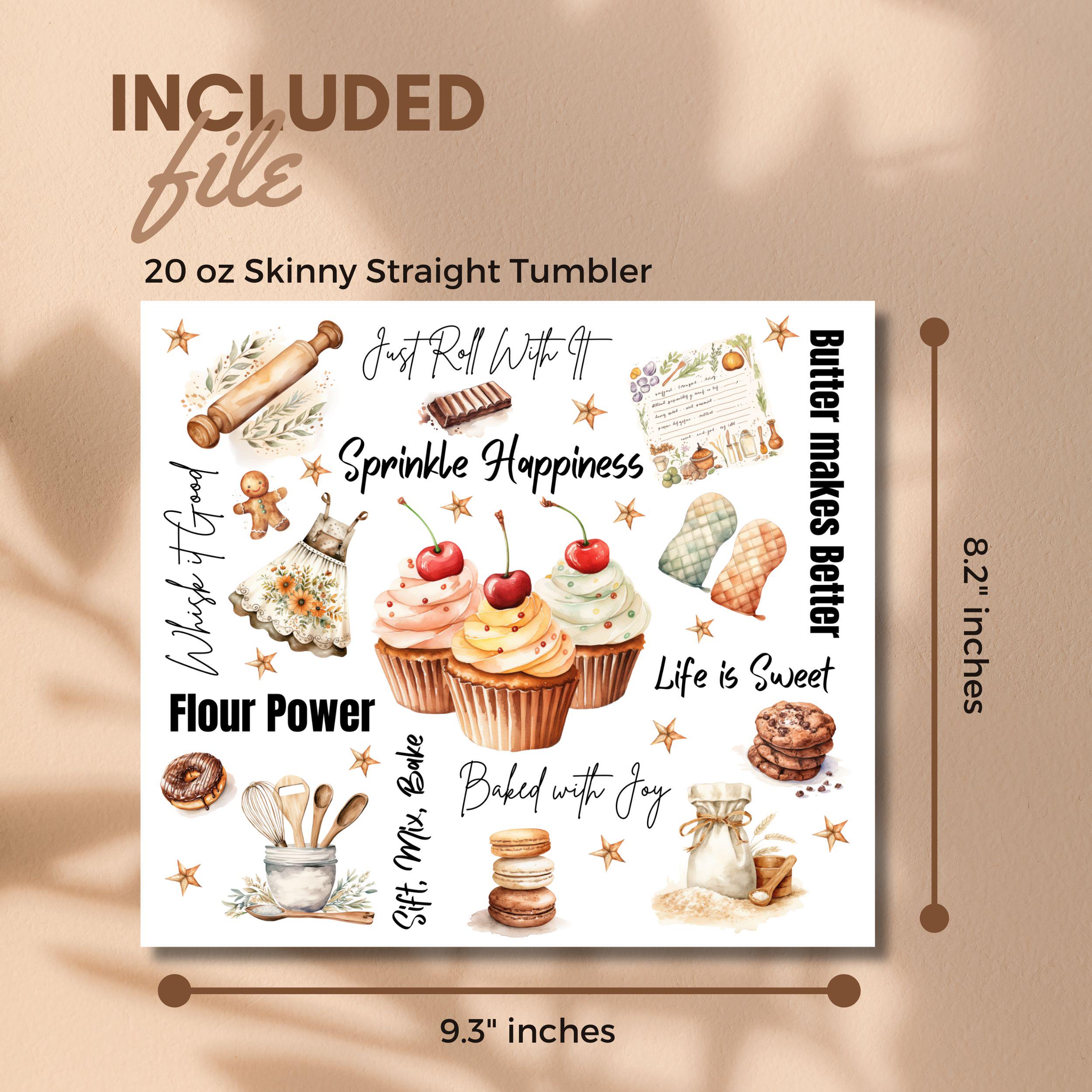 Baking Life Tumbler Wrap PNG, 20 Oz Skinny Tumbler Sublimation Design ...