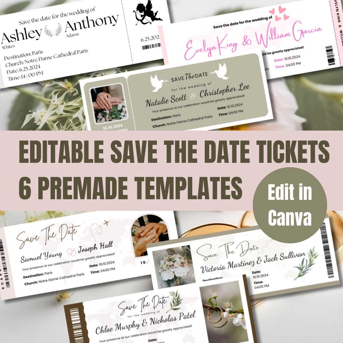 6 Editable Boarding Pass Templates, Canva Template, Save the Date ...