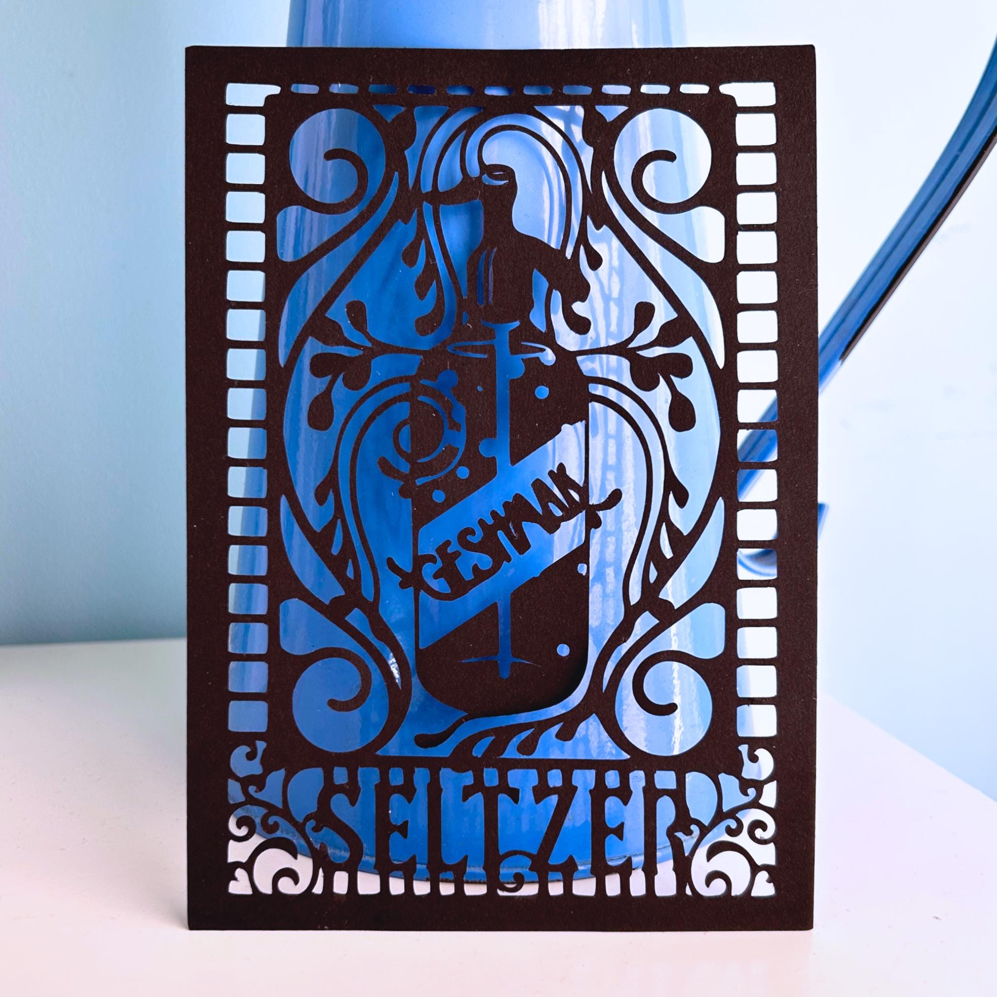 Vintage Seltzer Bottle Papercut Art | Yiddish-inspired Decor, White or ...