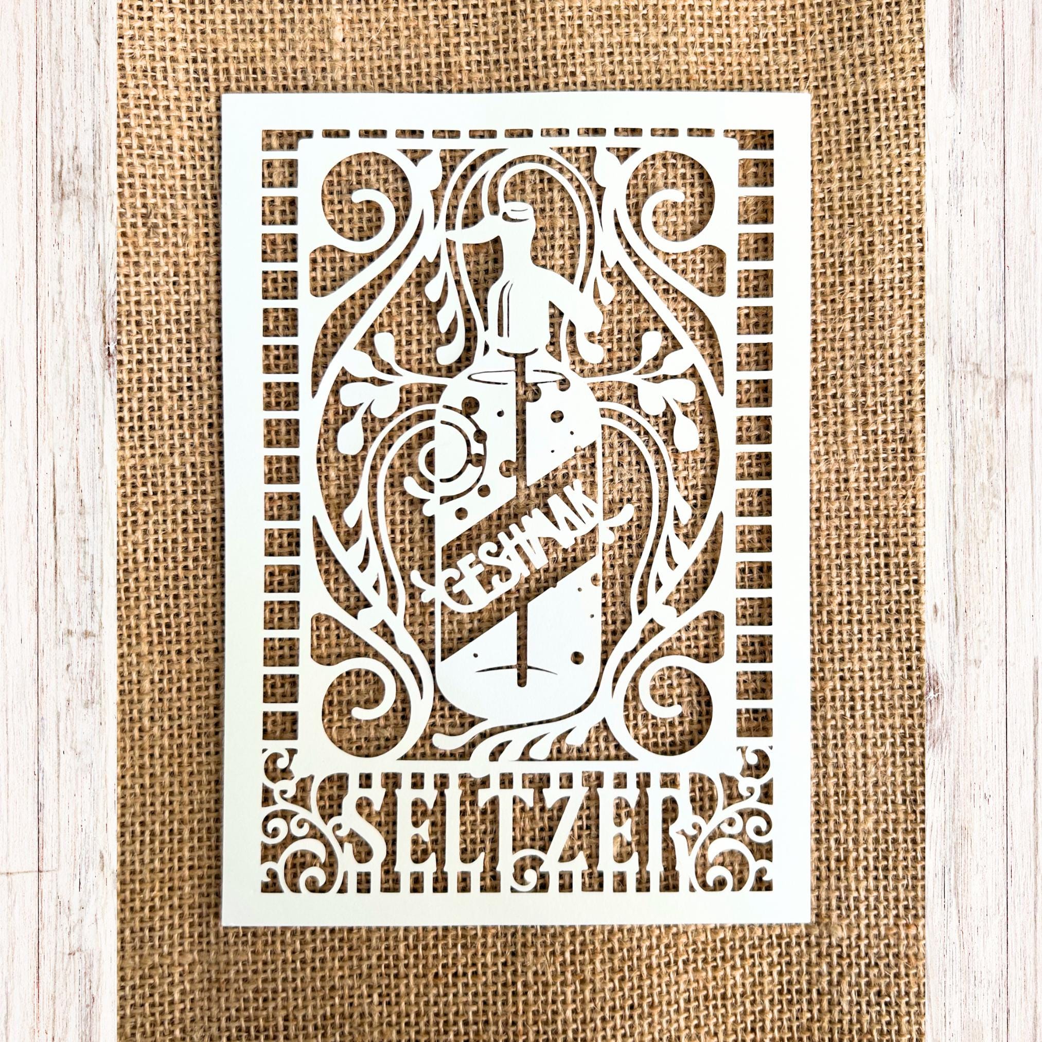 Vintage Seltzer Bottle Papercut Art | Yiddish-inspired Decor, White or ...
