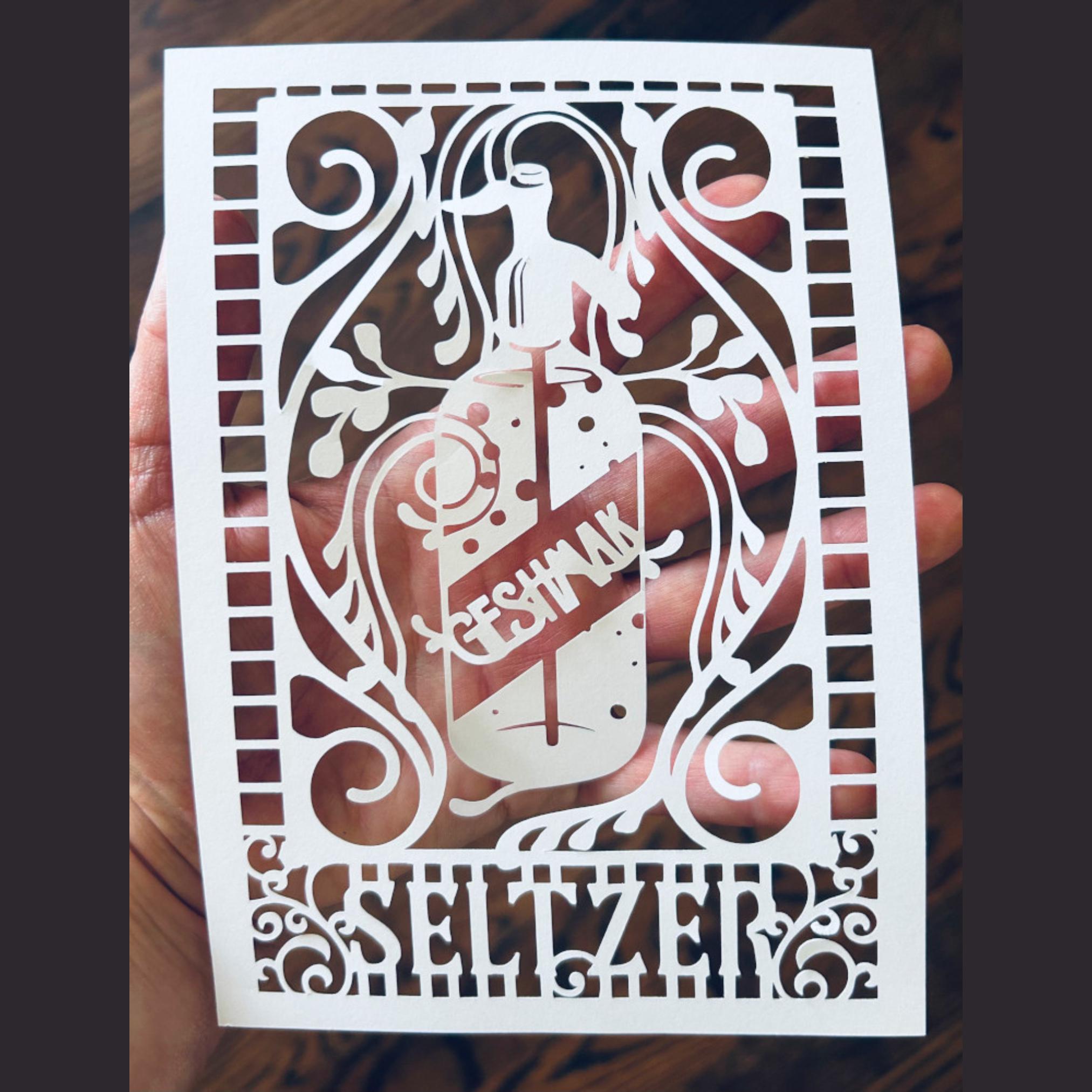 Vintage Seltzer Bottle Papercut Art | Yiddish-inspired Decor, White or ...